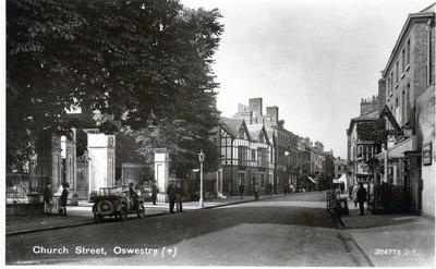 Church Street Oswestry motor car unused RP old postcard Good condition ...
