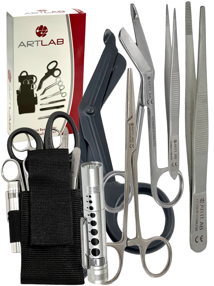 GERMAN 6 Black EMT Paramedic Tools Kit Scissor Forceps Shear Penlight ...