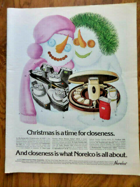 1972 Norelco Electric Shavers Ad Shows 8 Models Christmas Theme | eBay