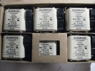 Bussman Typower Zilox box of six (6) 170M3466 660V/700V 250 amp Denmark ...