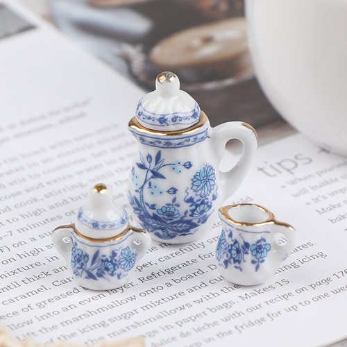 1:12 Scale Dollhouse Miniature Tableware Ceramic Tea Cups Plate Kit ...