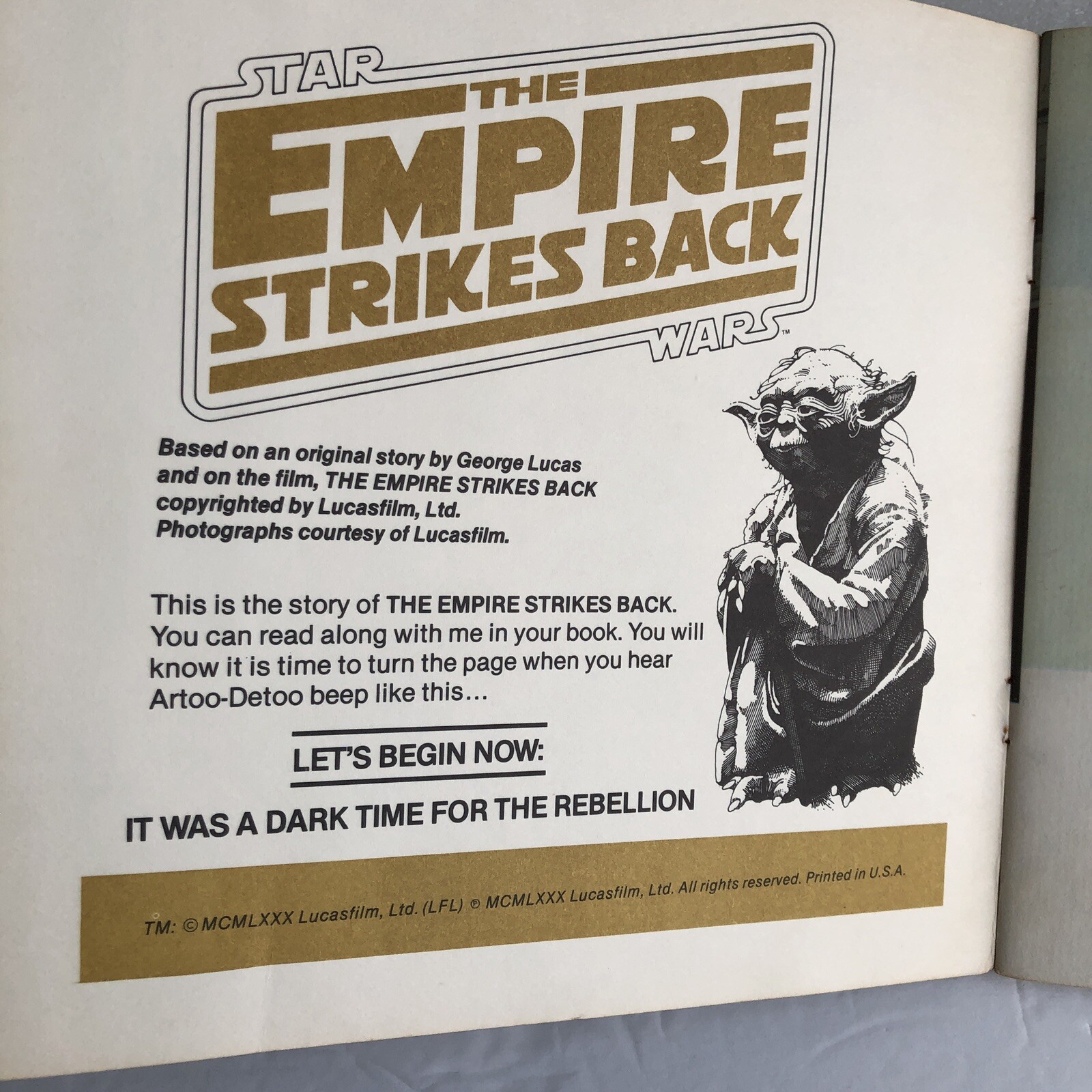 Star Wars The Empire Strikes Back Read Along Book And 33 1/3 RPM Record ...