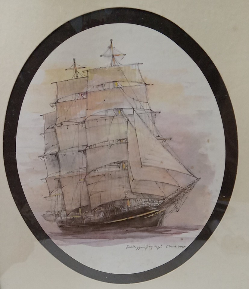 Mads Stage Watercolor Fieldriggerin "George Stage" Sailing Ship Framed ...