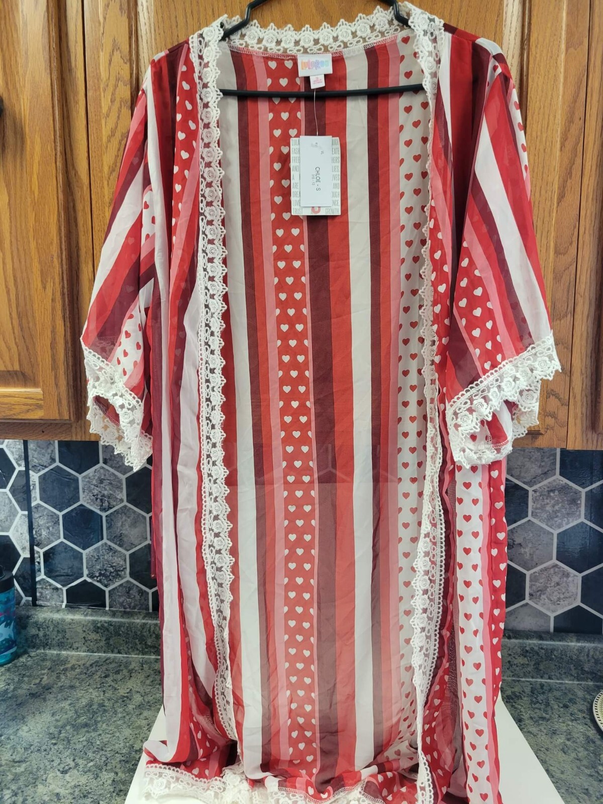 LuLaRoe Chloe Large White Red Pink Lace Coverup Size Small | eBay