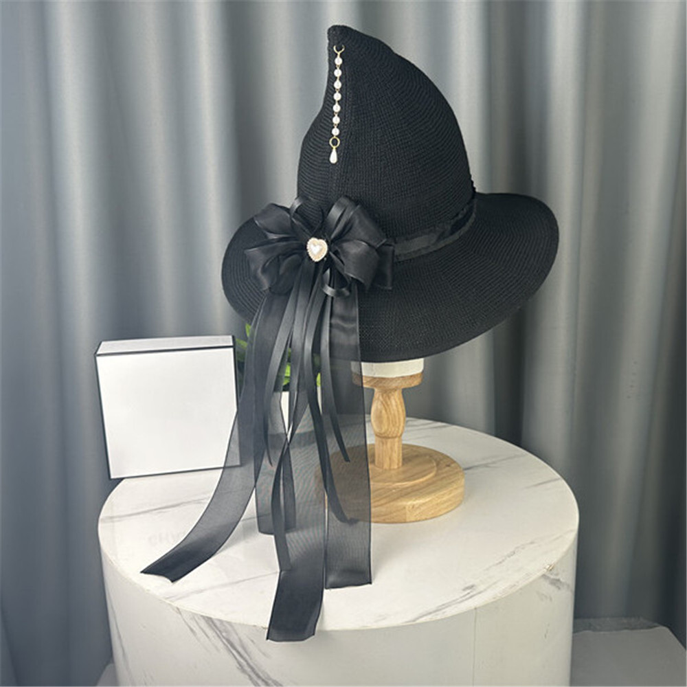 Gothic Women Witch Hat with Bowknot Halloween Women Party Gothic Hat ...