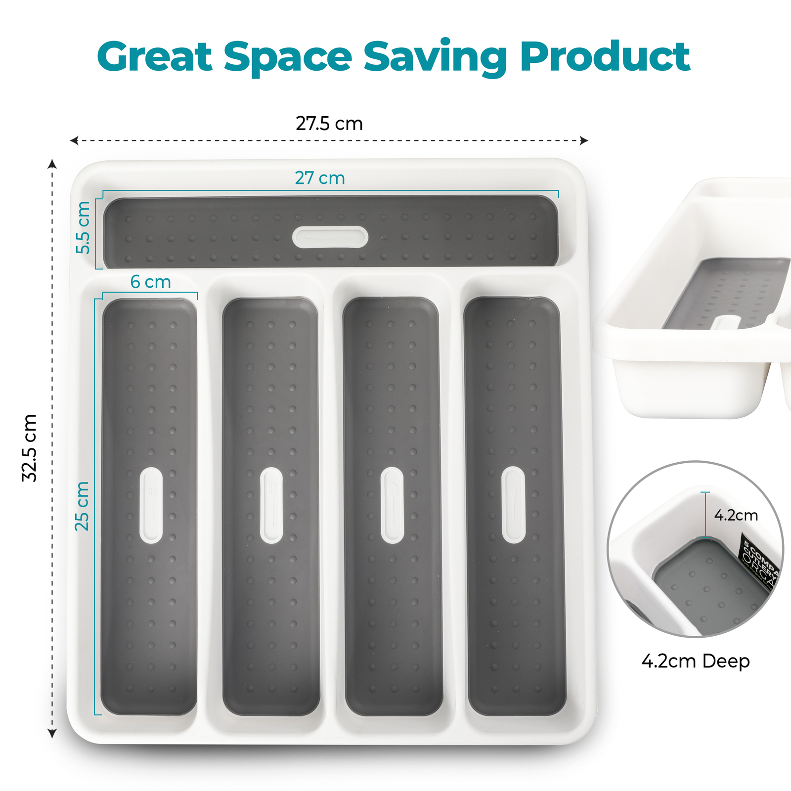 Plastic Kitchen Cutlery Tray Organiser Rack Holder Drawer Insert Tidy ...