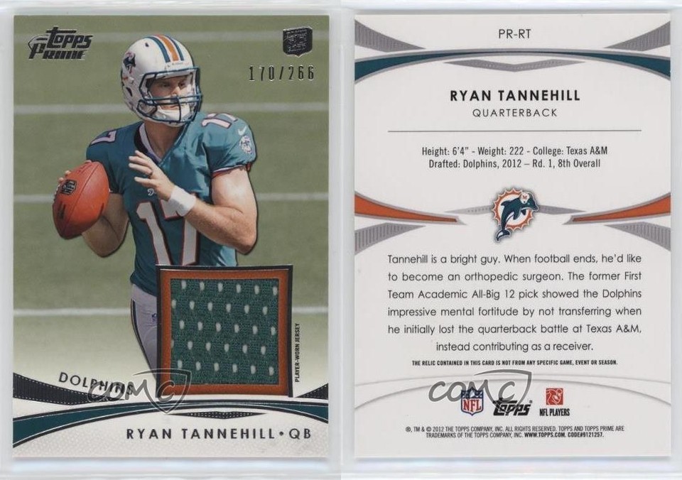 2012 Topps Prime Relics 170/266 Ryan Tannehill #PR-RT Rookie RC 0i1b | eBay