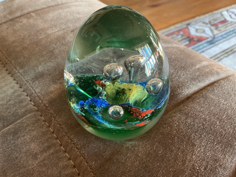 paperweights art glass Control Glass In A Colorful Base- Paperweight ...