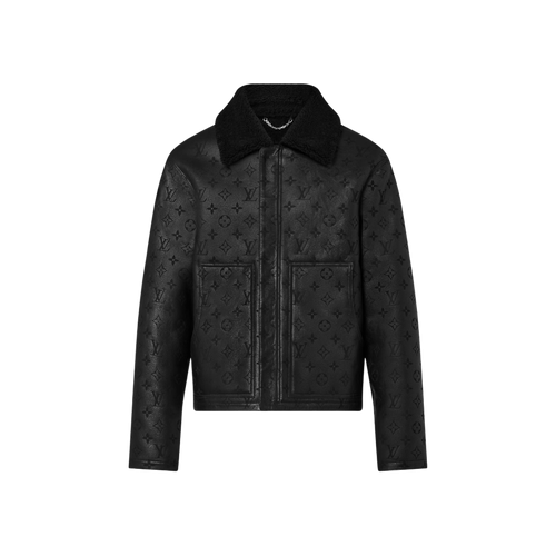 Louis Vuitton Monogram Embossed Shearling Jacket black | eBay