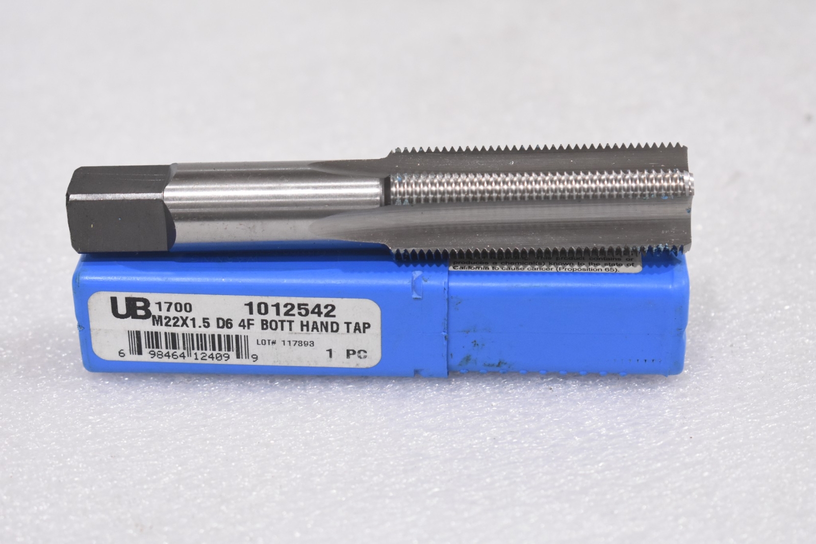 UNION BUTTERFIELD 1012542 BOTTOM HAND TAP, M22 X 1.5 D6 4 FLUTE, 1700M ...