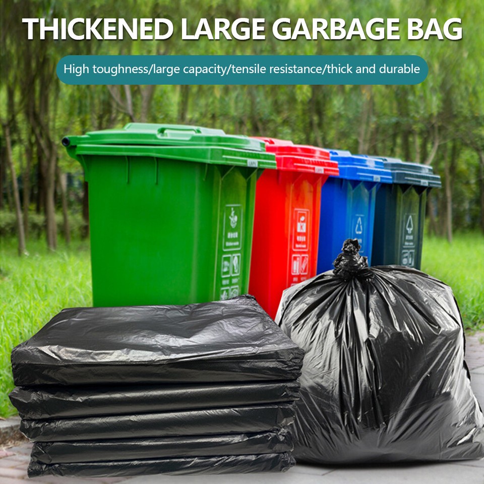 50pcs Heavy Duty Trash Bags 13 45 60 65 Gallon Large Garbage Rubbish ...