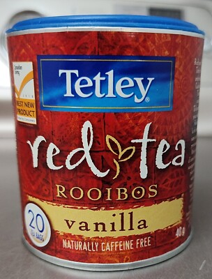 Tetley Red Tea Rooibos Vanilla Naturally Caffeine Free 20 Round Tea ...
