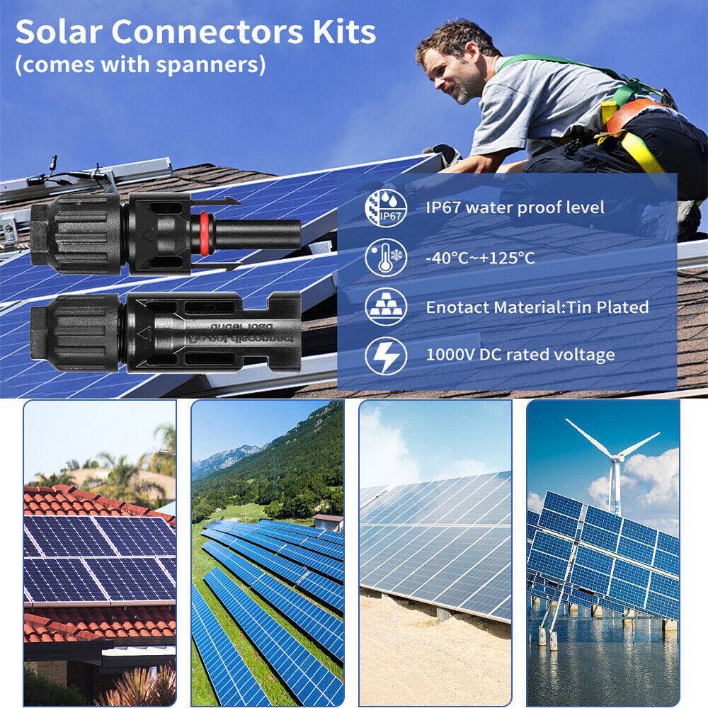 12PCS(6pairs) Waterproof Solar Panel Cable Connectors Set For DIY Solar ...