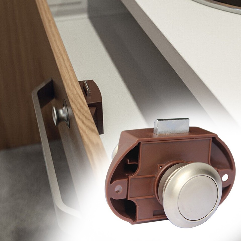 Silver Plated Push Button Lock for Cabinet Furniture Matt Nickel Finish ...