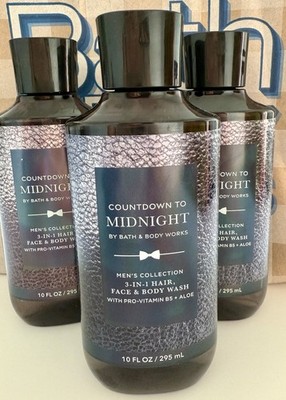 Bath & Body Works LOT 3 Countdown To Midnight Men's 3-In-1 Hair Face ...