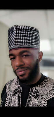 Brahami Black and White African Northern-Nigerian Mallam handwoven hat ...