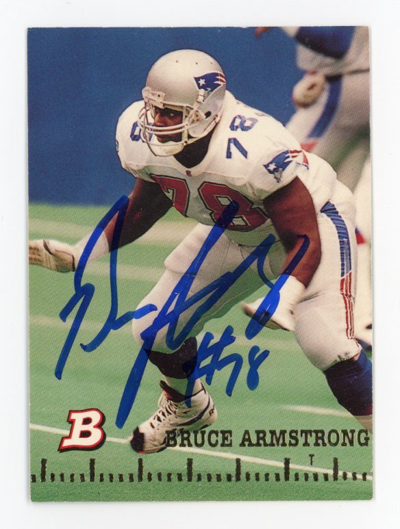 SIGNED FOOTBALL CARD AUTO BRUCE ARMSTRONG NEW ENGLAND PATRIOTS 1994 ...