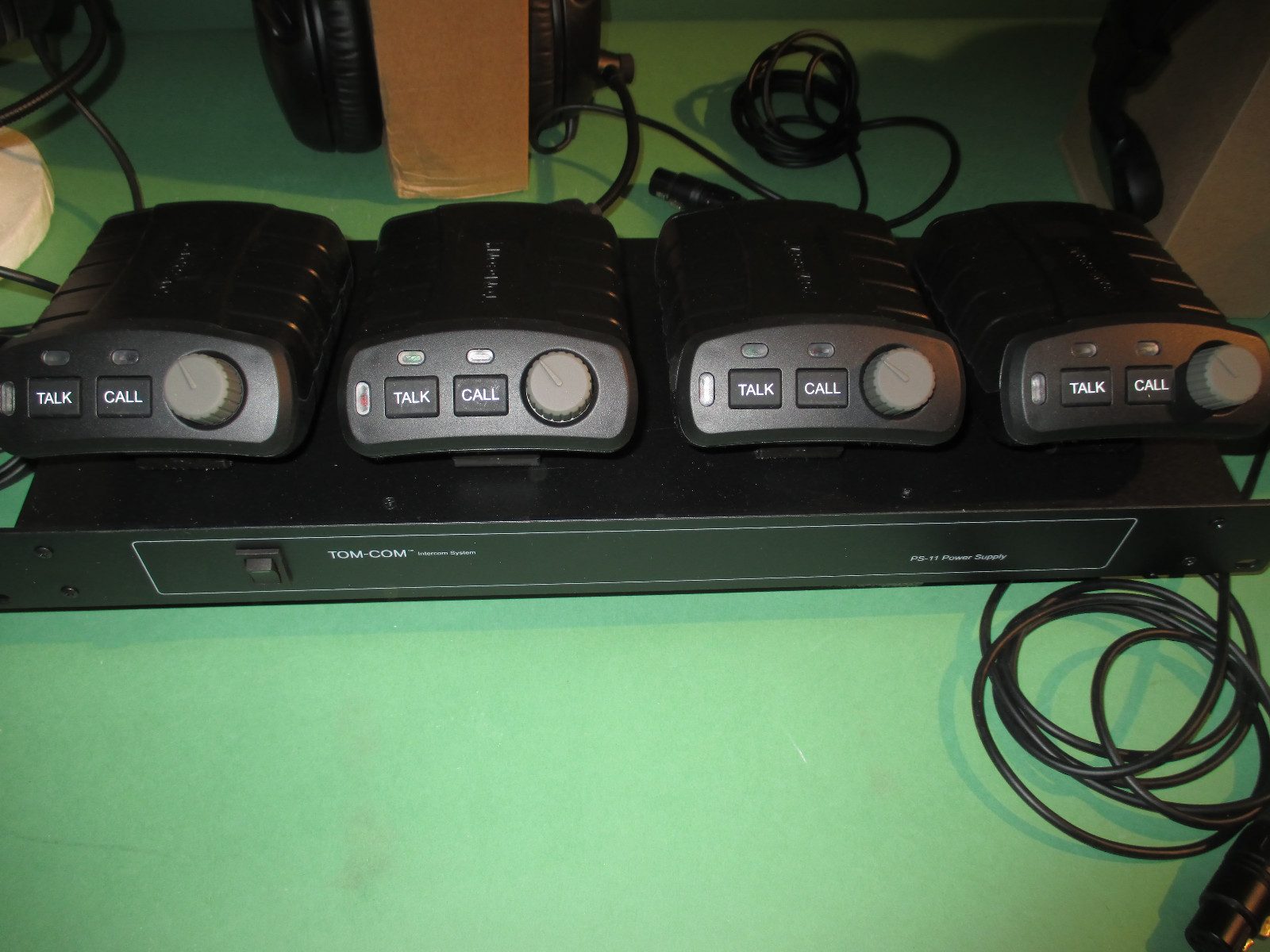 TOM COM 6 STATIONS 1ch. w/ belt packs & muffs rts CLEAR-COM telex ...