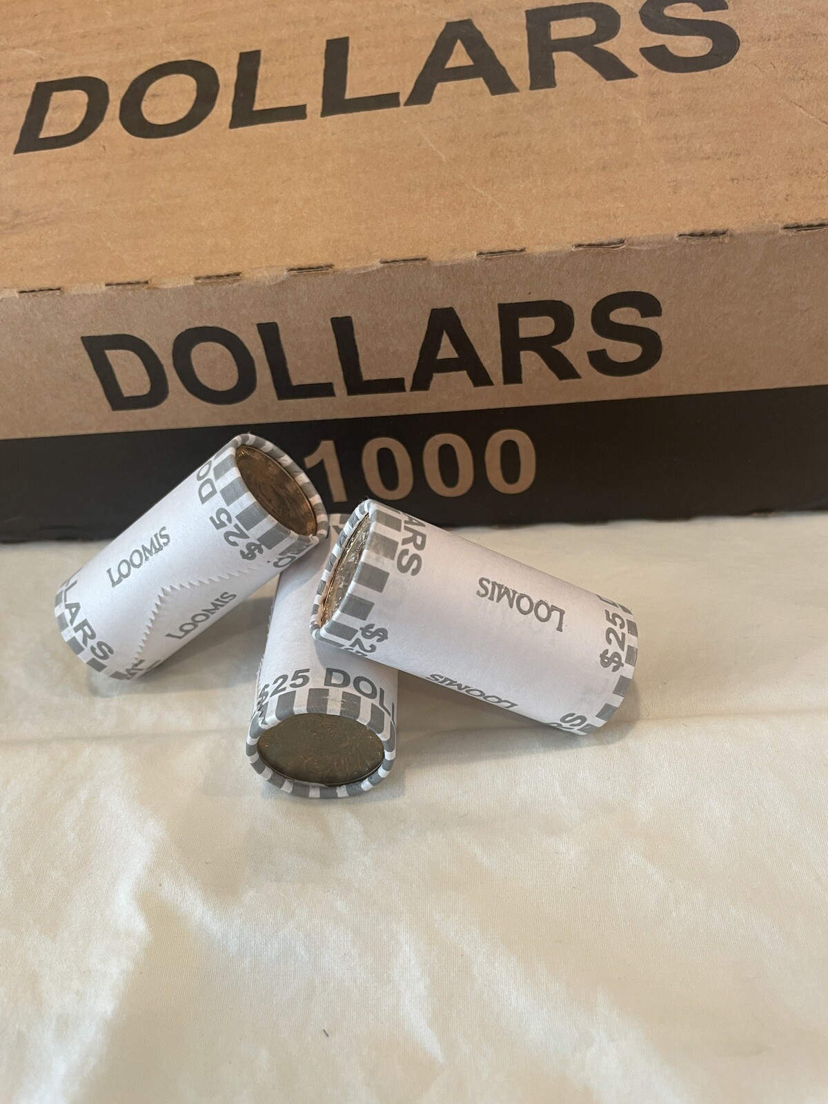 2 Sealed bank rolls $50 FV fed Loomis dollar coins Sacajawea Susan B ...