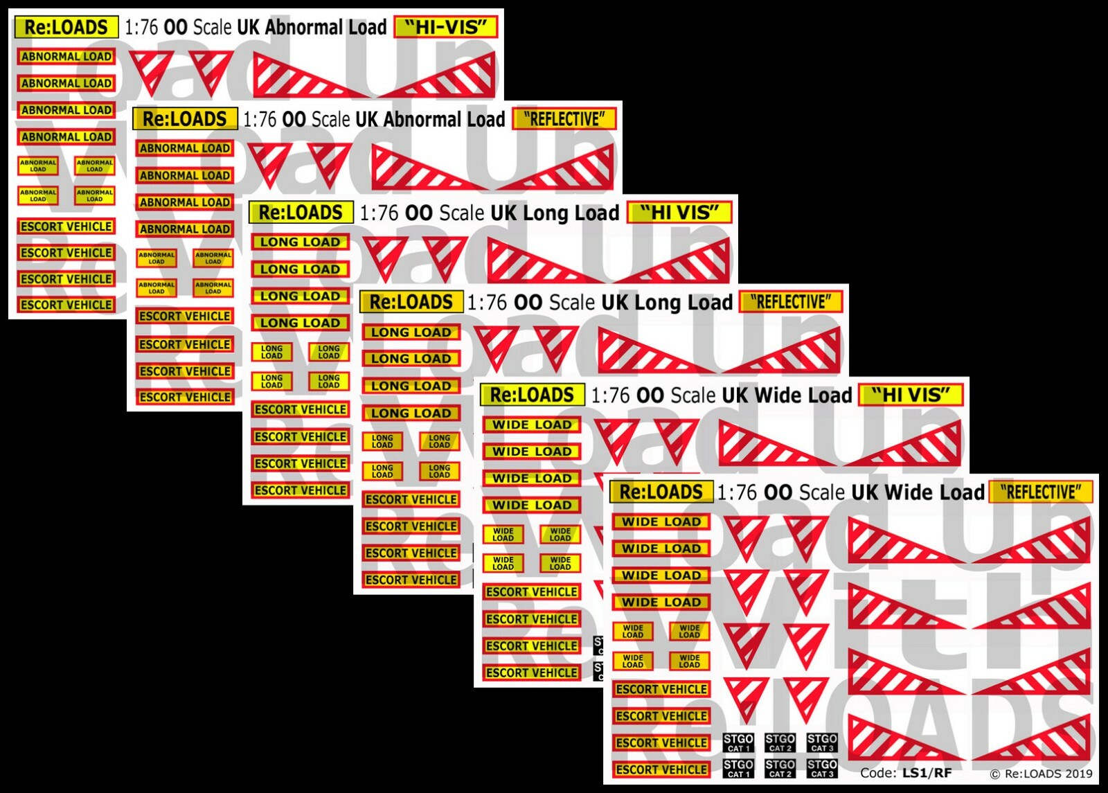 OO UK Model Lorry WIDE, LONG, ABNORMAL LOAD & LONG VEHICLE Signs ...