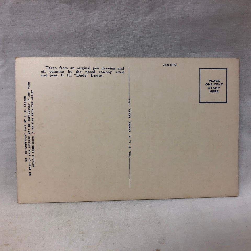 Vtg 1944 Greetings From The West Postcard Cowboy Artist & Poet L H Dude ...