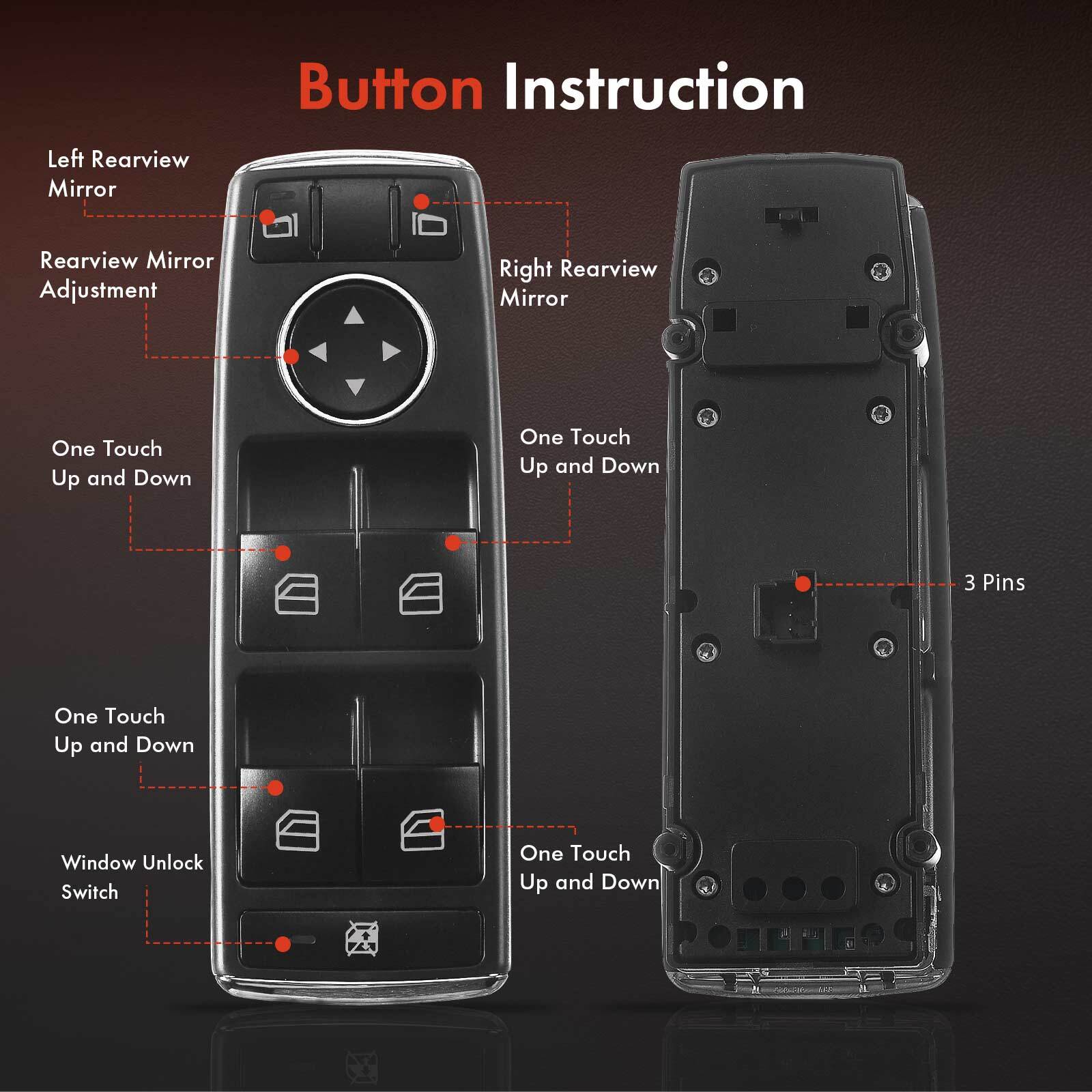 Power Master Window Switch for Mercedes-Benz W204 W212 C250 C300 C350 ...