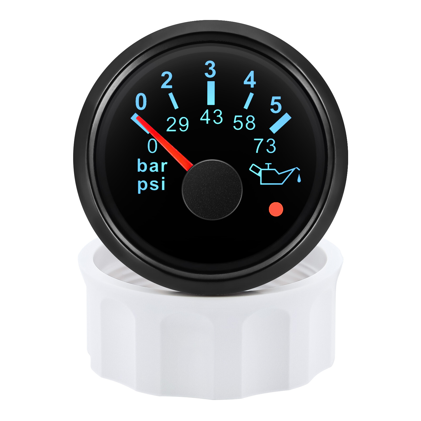 52MM Oil Pressure Gauge 0-5Bar 0-73Psi 7 Color LED Oil Press Meter for ...