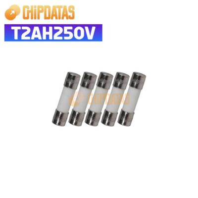 5PCS New T2AL250V, T2A 250V, T2 L250V, T2L250V cartridge CERAMIC fuse ...