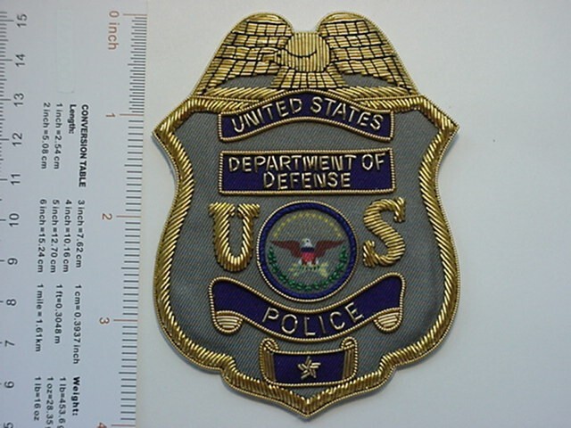 U.S. Department of Defense Police metallic cloth badge. | eBay