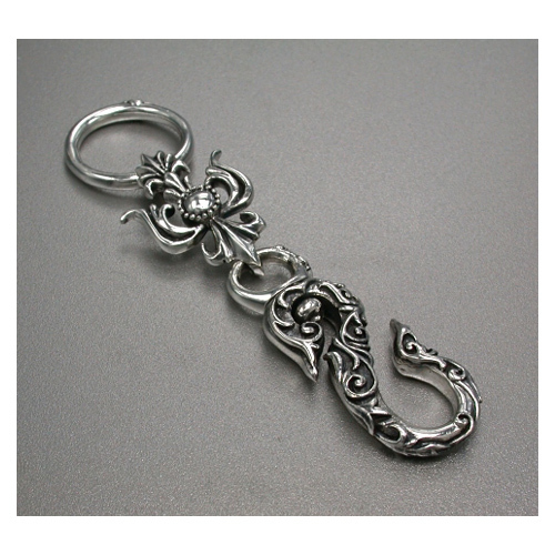 Rock! Gothic Arabesque Key Chain Ring Fish Hook - Sterling Silver .925 ...