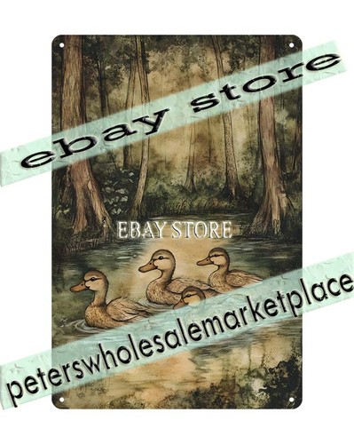 Ducks Pond Tin Sign Water Birds unfinished garage ideas | eBay