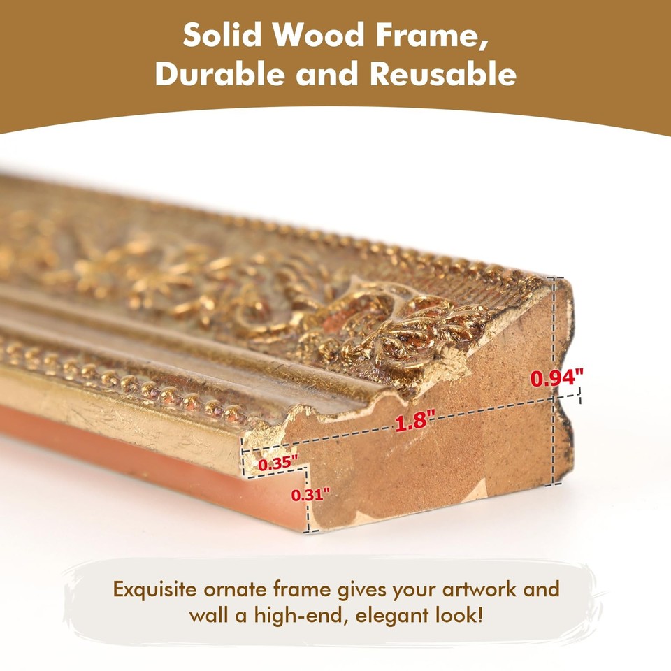 Wood Frame for 16x20 Canvas Paintings, Finished 16x20 Vinatge Gold ...