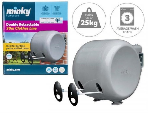 30m MINKY RETRACTABLE CLOTHES OUTDOOR REEL WASHING LINE | eBay