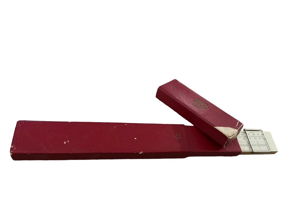 Vintage Frederick Post Co. 1447 Bamboo Slide Rule Ruler with case ...