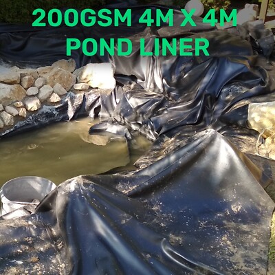 4m x 4m Thick Garden Pond Liner Flexible 200gsm Square Heavy Duty Koi ...