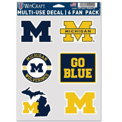 Michigan Wolverines Multi-Use 6 Fan Pack NCAA Decal Stickers *Free ...