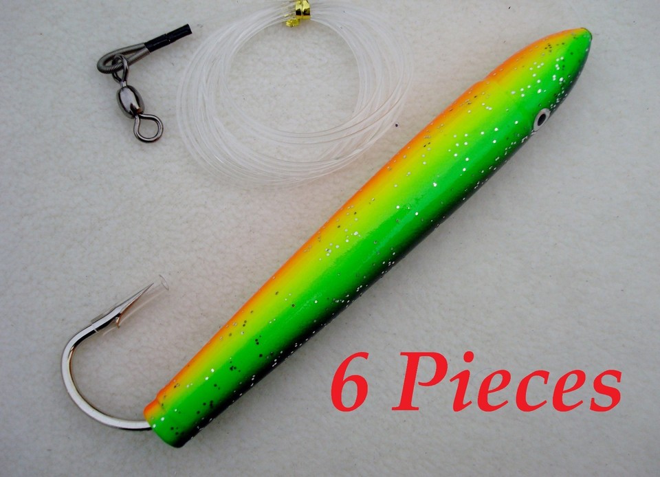 6" Rigged Cedar Plugs Zucchini Tuna Trolling Saltwater Fishing Lures ...