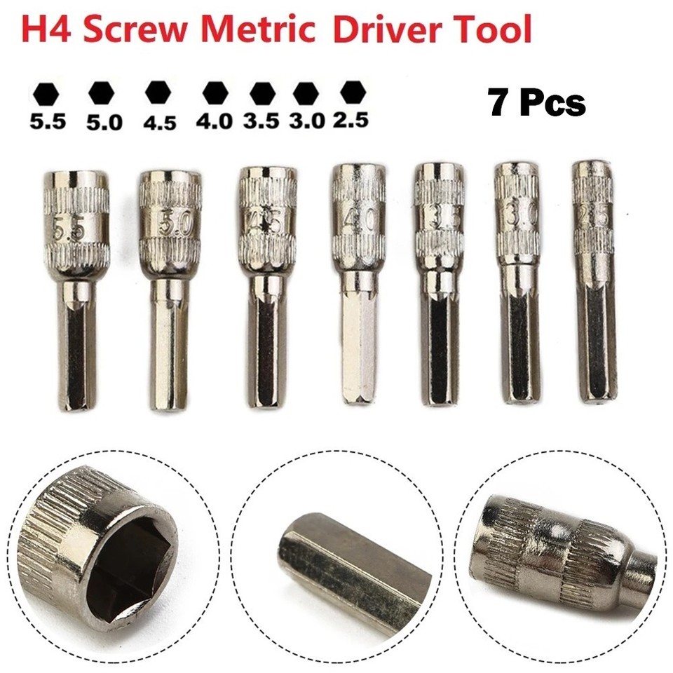 7 Piece Hex Socket & Drill Bit Set Metric H4 Hex Shank Driver Tool M25 ...