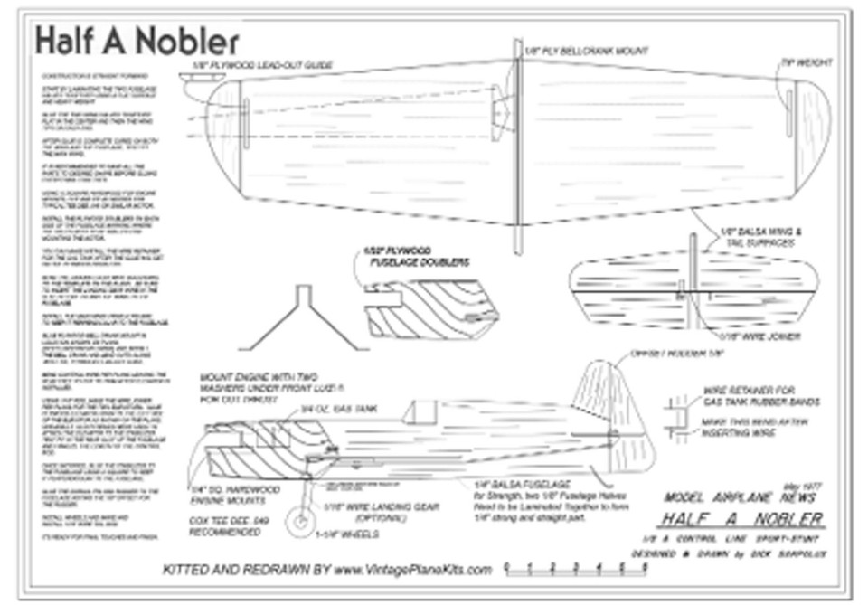 Brand New Sarpolus Nobler 1/2A Control Line SHORT KIT by ...