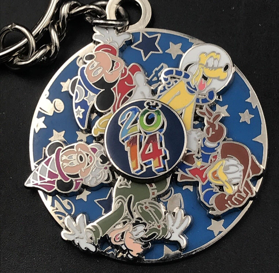 2014 Disneyland Spinner Keychain Mickey Minnie Donald Duck Goofy Pluto ...
