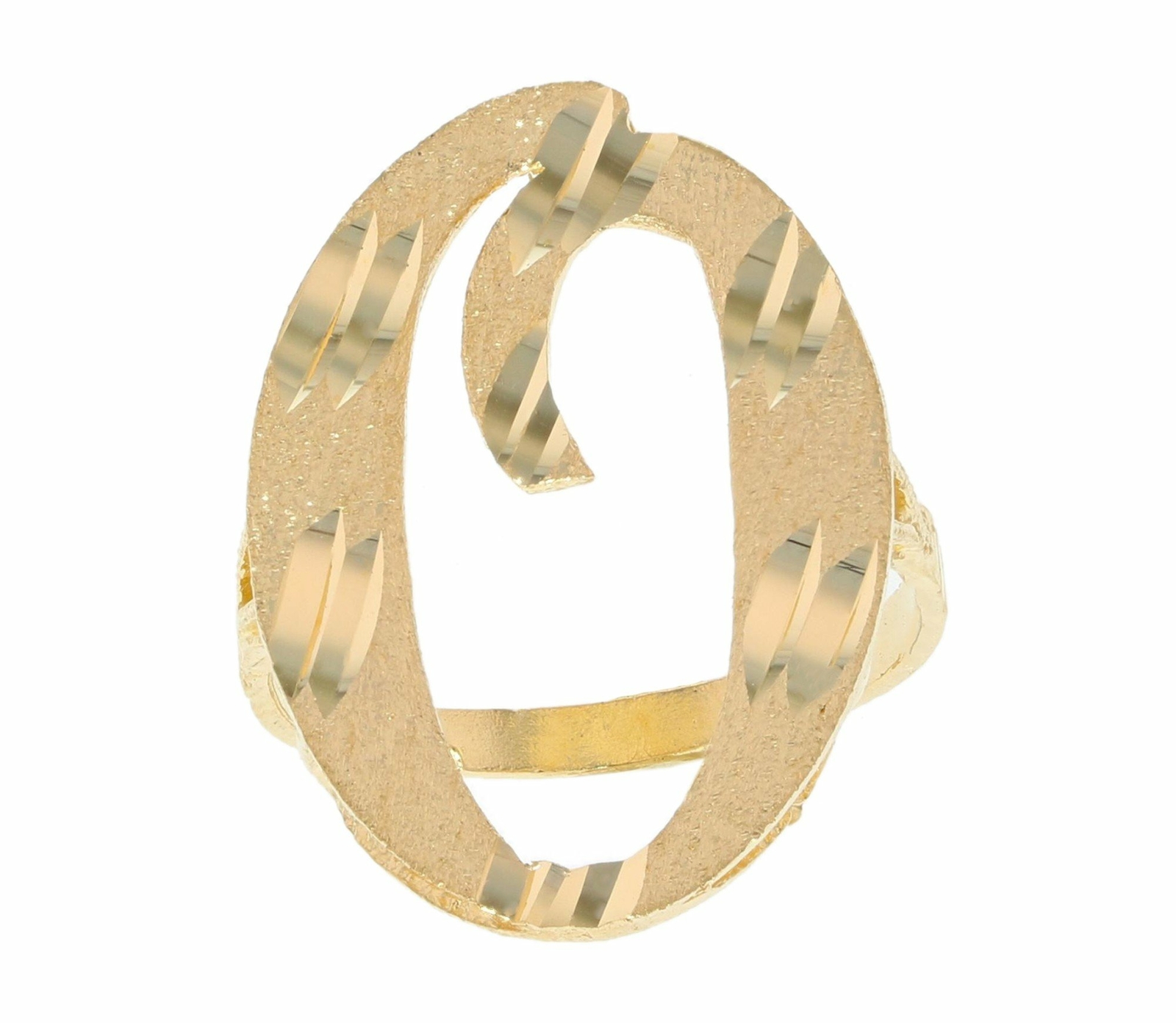 10k or 14k Real Yellow Gold Ladies Tendy Chic Cursive Inital Letter O ...