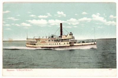 c1905 UDB PC: Sidewheel Steamer “Uncatena” Ferry Serving Martha's ...