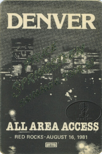 BRUCE SPRINGSTEEN 1981 Backstage Pass Denver Red Rocks 8/16 | eBay