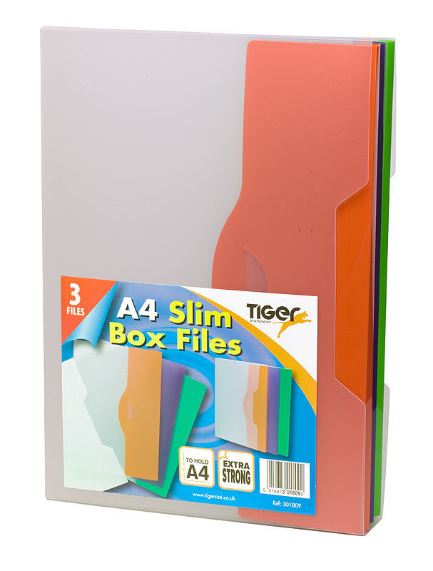 Pack of 3 A4 Slim Box Files Various Colours Extra Strong | eBay UK