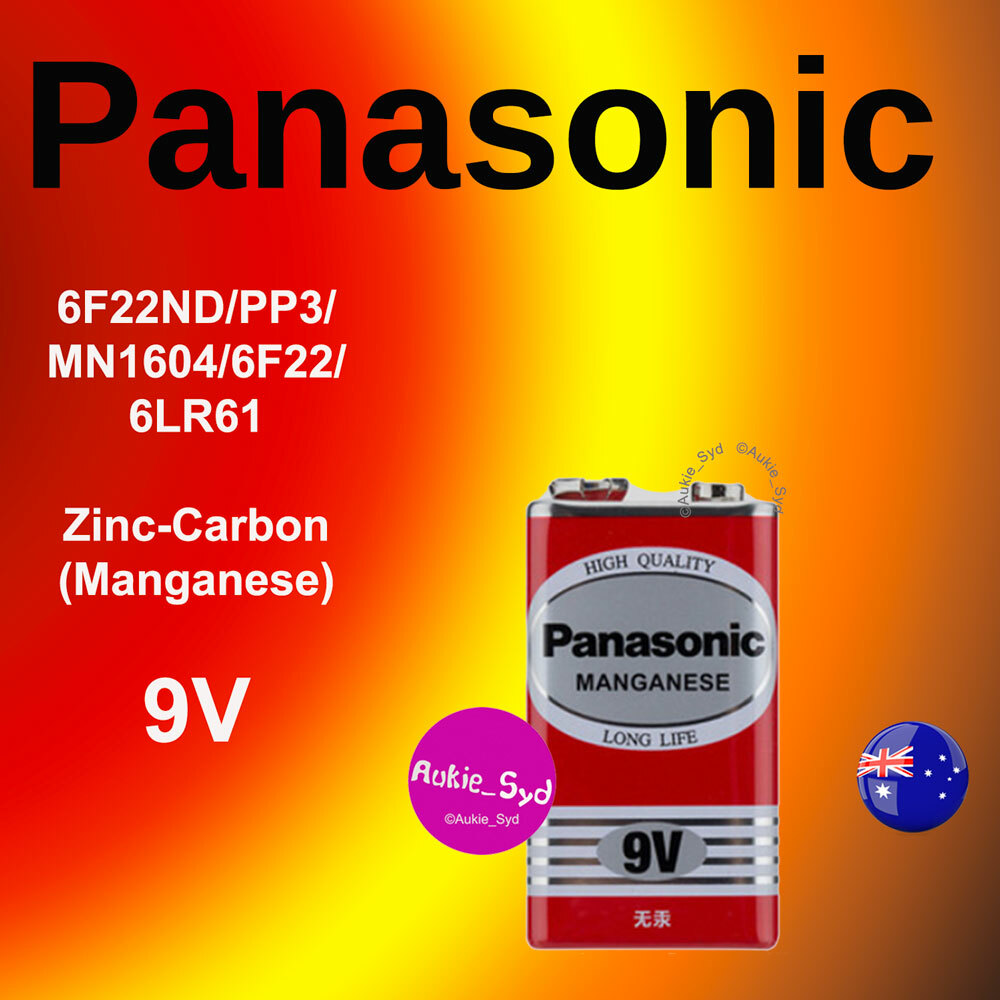 4 x Panasonic Heavy Duty 9V battery 6F22 Zinc-Carbon smoke alarm ...