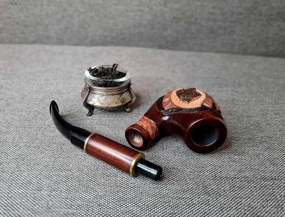 Long Pipe Lion Wood carved smoking pipe Tobacco Pipes Wooden Pipe 9mm ...