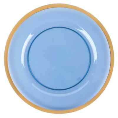 13" Inch Round Blue Plastic Charger Plates with Gold Rim 48pcs | eBay