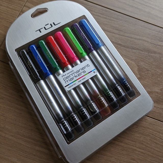 TUL Permanent Markers Fine Point Silver Barrel Assorted Ink Colors 8pk ...