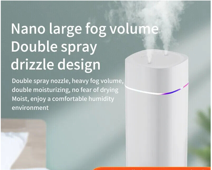 Portable Mini Humidifier 600ml Dual Double Nozzle Cool Nano Mist USB ...