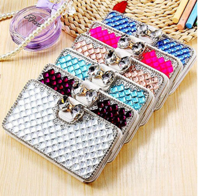 Luxury Glitter Diamond Case Leather Flip Bling Rhinestone Wallet Phone ...